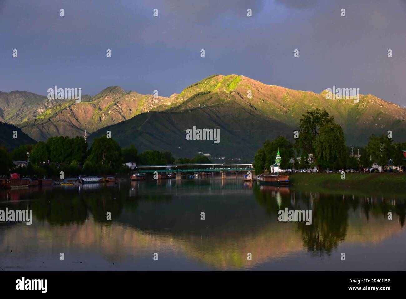 A view of river Jehlum and Zabarwan hills during a cloudy evening in ...