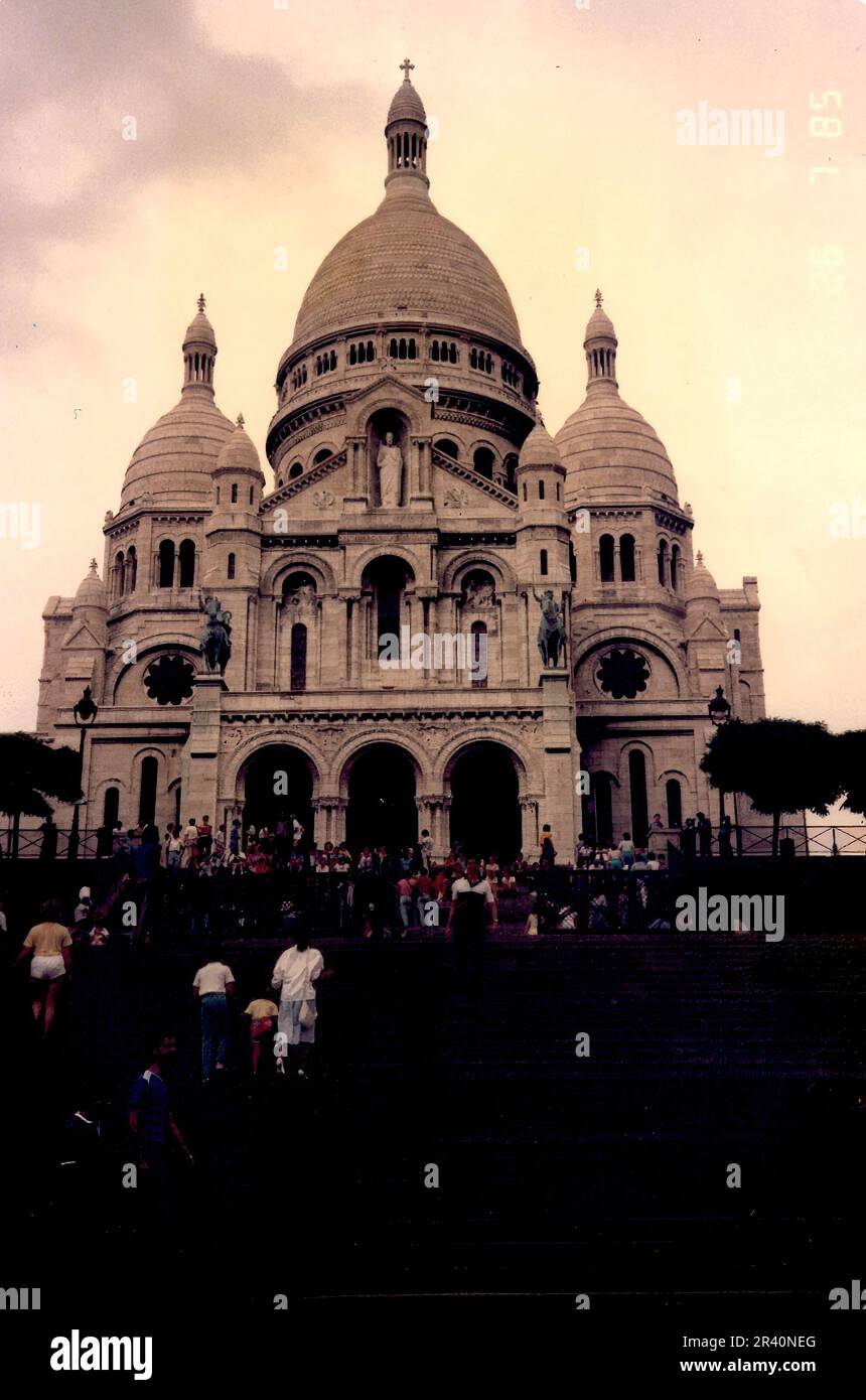 Vintage image of Sacre Couer Cathedral in Paris, France captured in ...