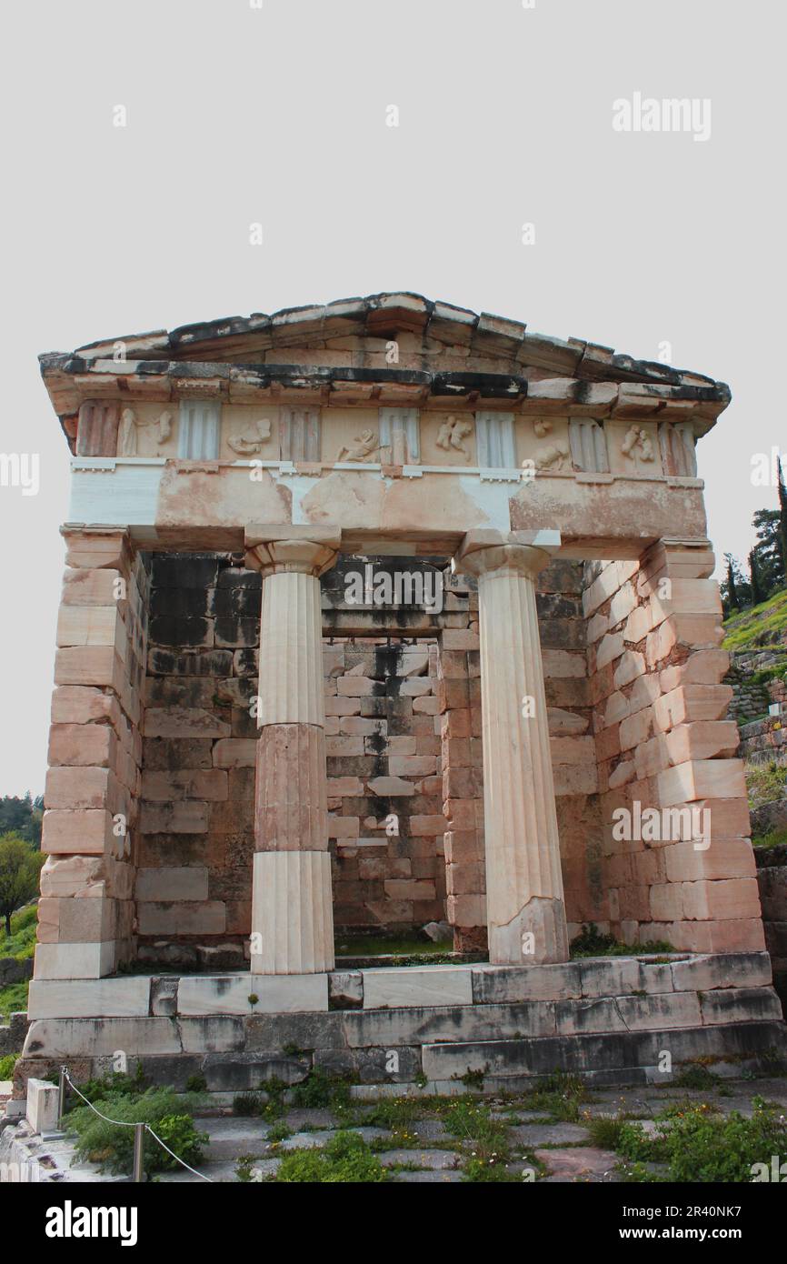 Ancient Treasury of the Athenians at Delphi, Greece Stock Photo - Alamy