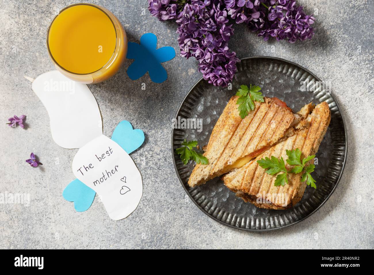 Breakfast and greeting card for her mommy on Mother's Day. Mother's Day ...