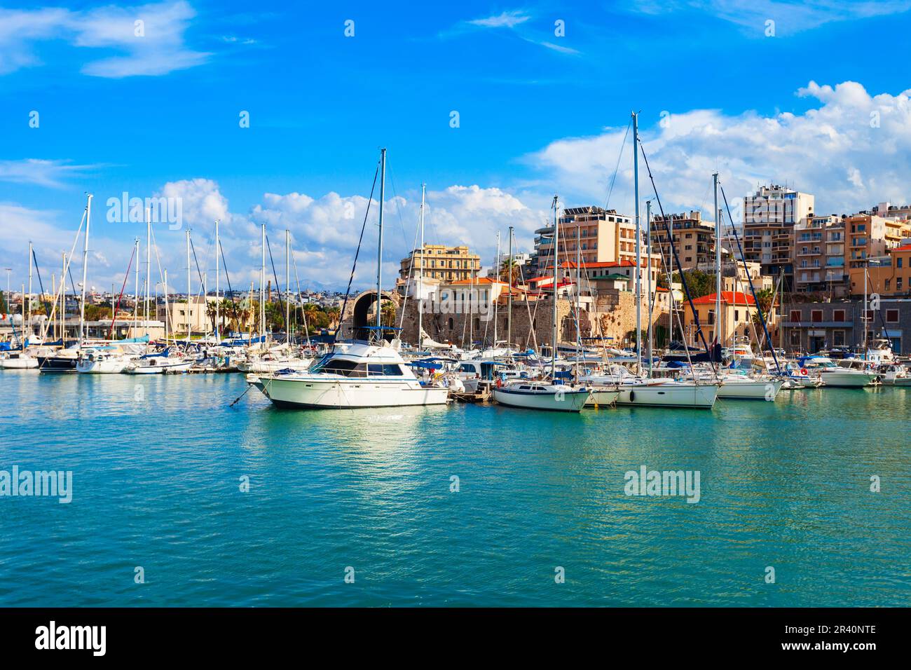Port in the Harbor of Heraklion in the centre of Heraklion or Iraklion ...