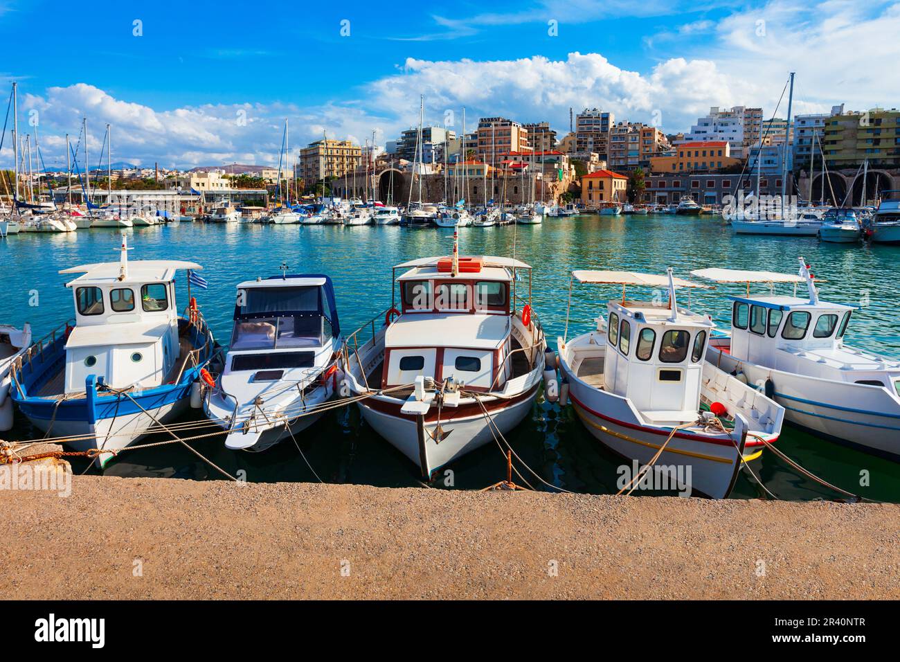 Port in the Harbor of Heraklion in the centre of Heraklion or Iraklion ...