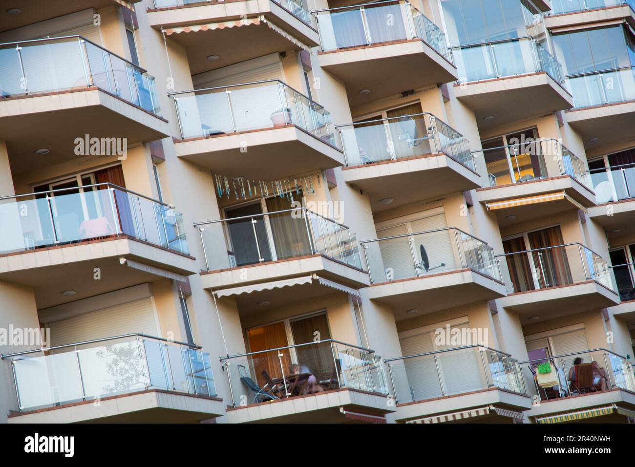 Urban building terrace type facade view Stock Photo - Alamy