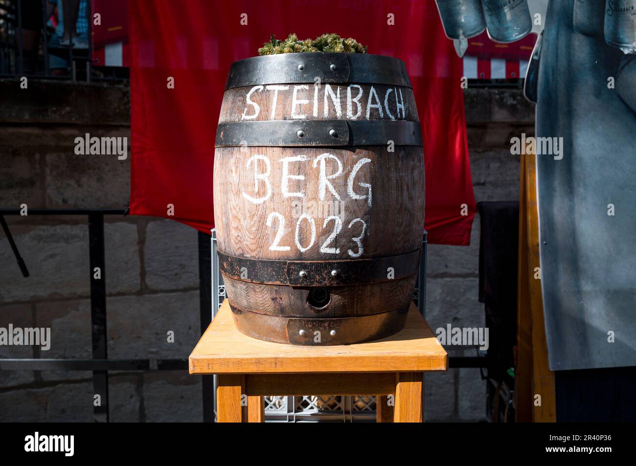 Erlangen, Germany. 25th May, 2023. The barrel of beer from the ...