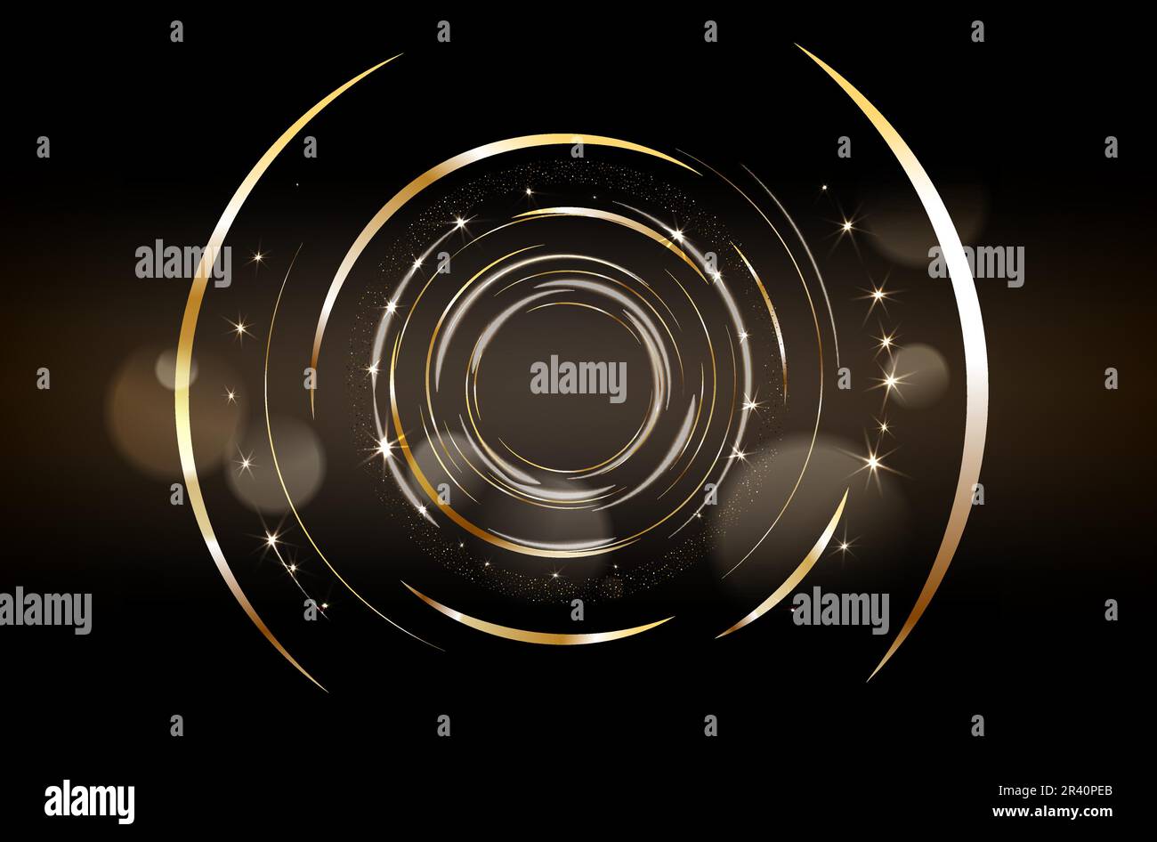 Circular background. Gold dot circle frame. Abstract border. Effect ...