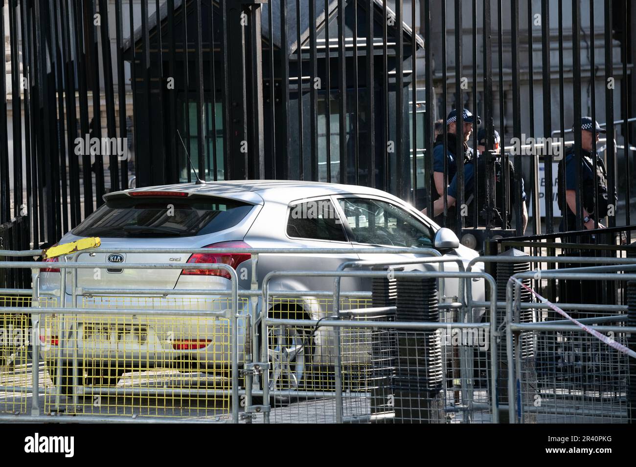 London, UK. 25 May, 2023. Police cordon off a portion of Whitehall ...