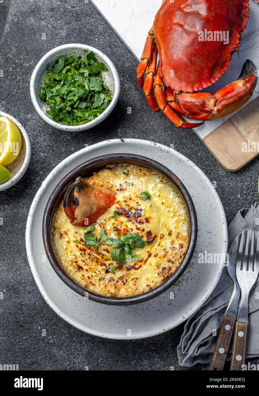 CHILEAN FOOD. Baked crabmeat crab meat with cheese, cream and bread ...