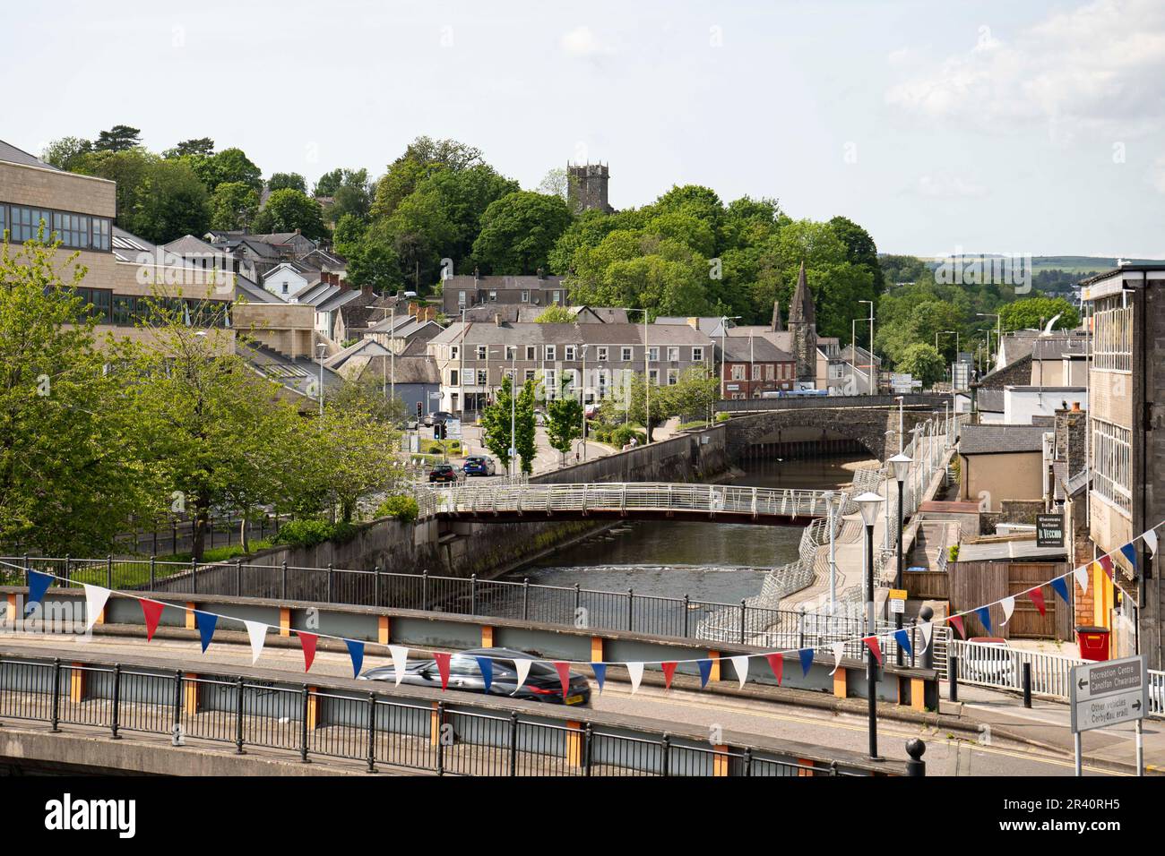 A view of the River Ogmore through Bridgend Town Centre on the 22nd May ...
