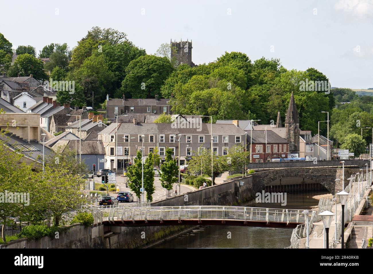 A view of the River Ogmore through Bridgend Town Centre on the 22nd May ...