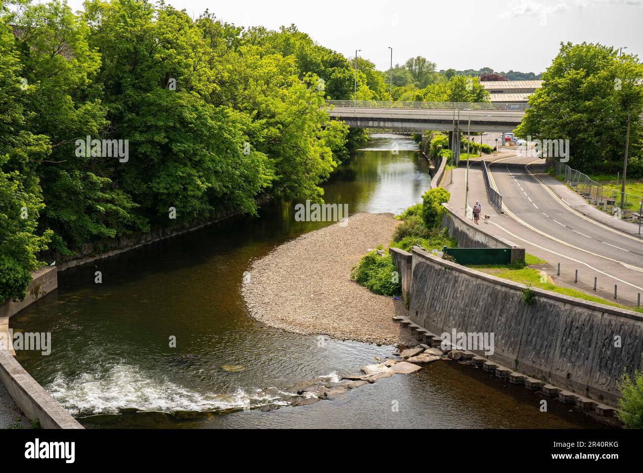 A view of the River Ogmore through Bridgend Town Centre on the 22nd May ...