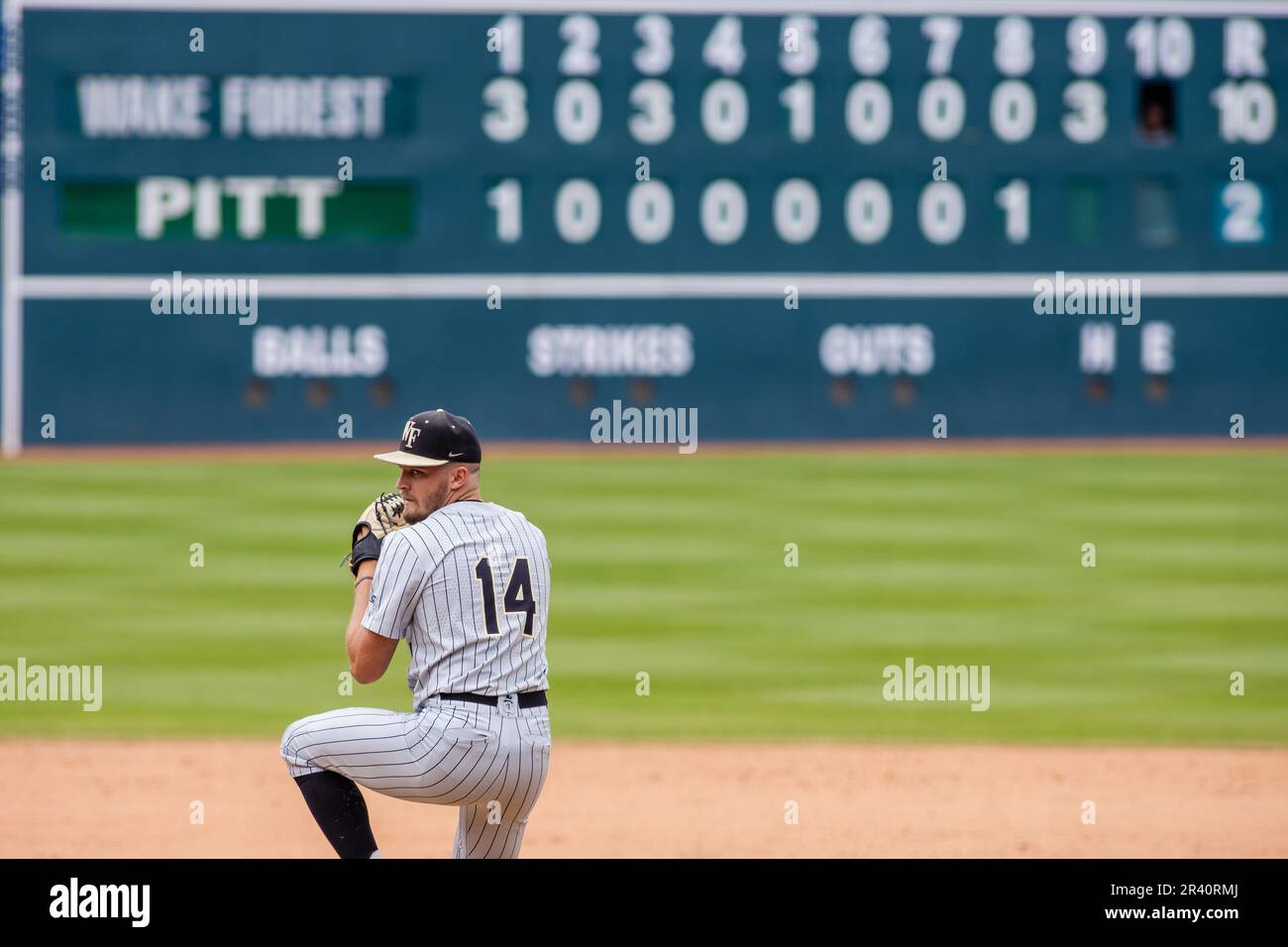 Durham, NC, USA. 25th May, 2023. Wake Forest Demon Deacons pitcher ...