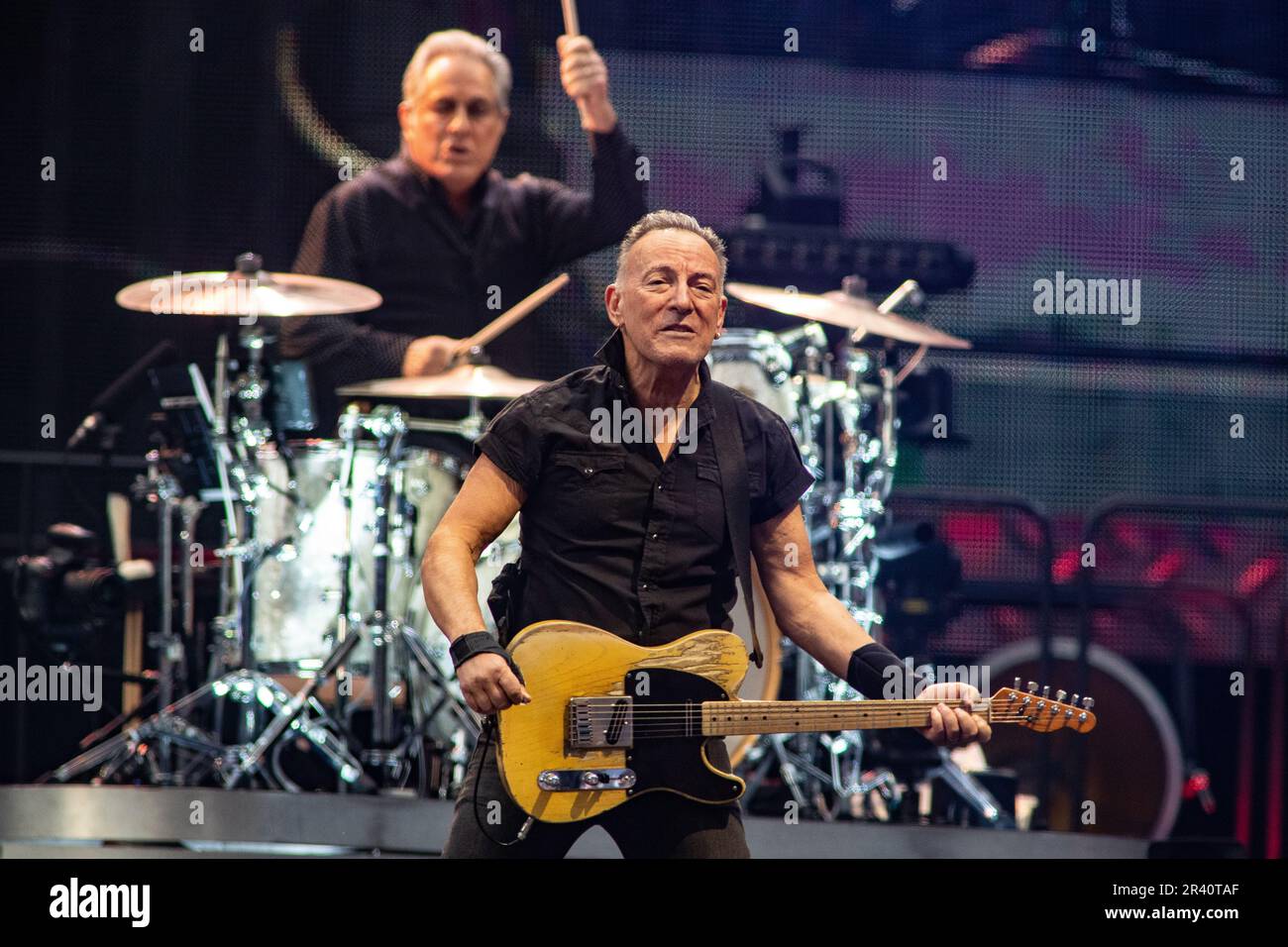 AMSTERDAM - Bruce Springsteen and drummer Max Weinberg perform with The ...