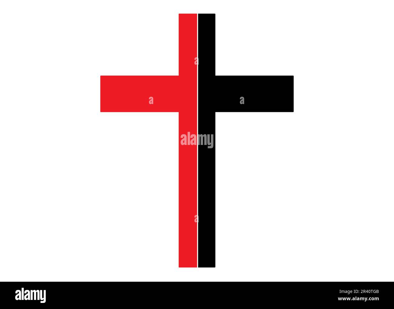 Cross with a dividing line symbolizing division within Christianity and ...