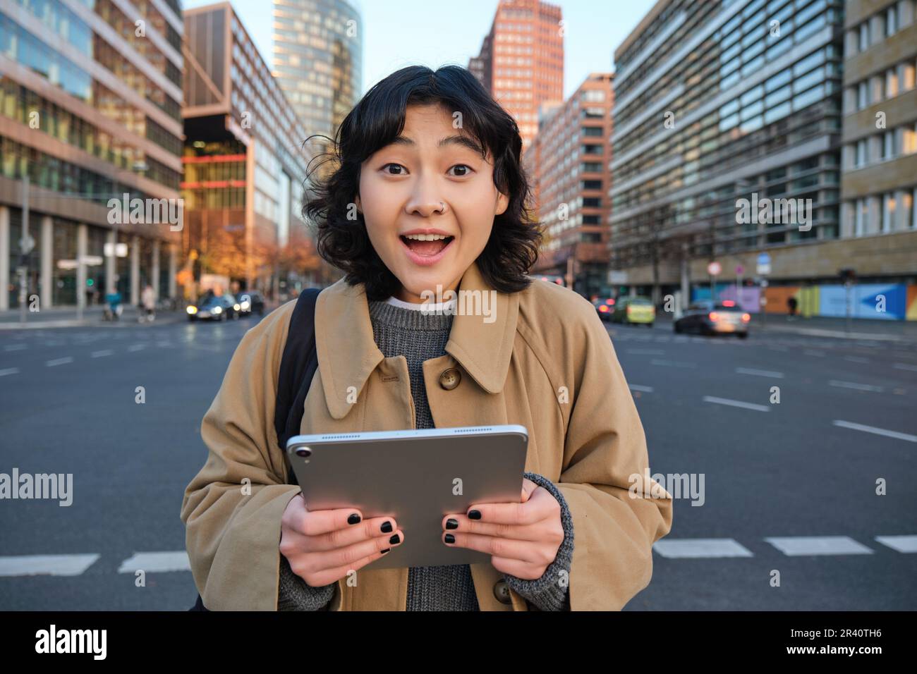 Surprised beautiful girl stands hi-res stock photography and images - Alamy
