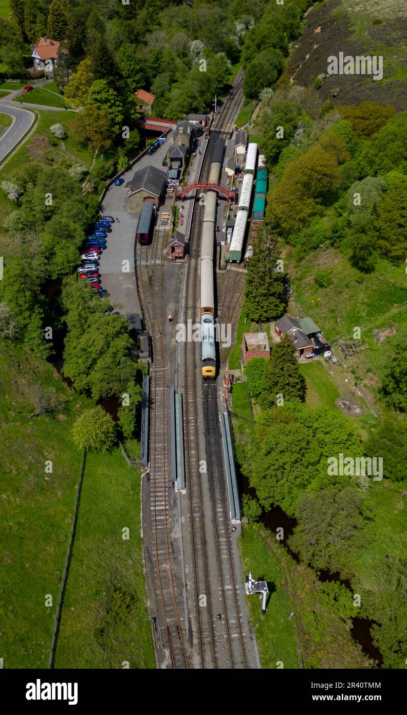 Deisel Train Laving Goathland Station Stock Photo - Alamy