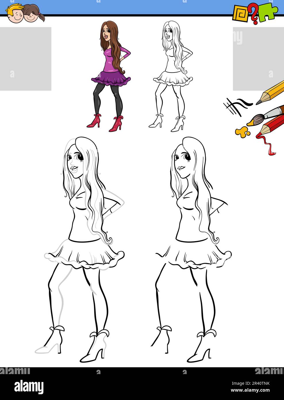 Vector illustration coloring page beautiful hi-res stock photography ...