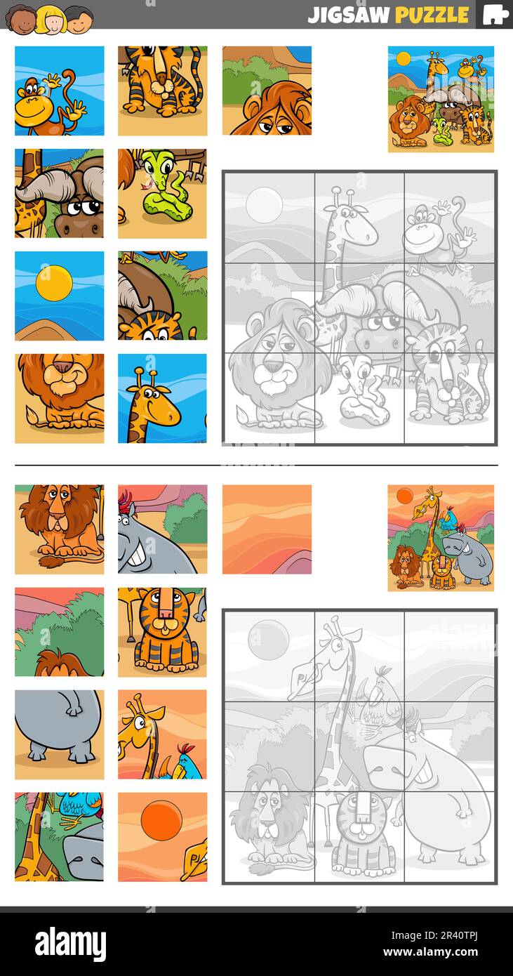 African safari animals cartoon illustration hi-res stock photography ...