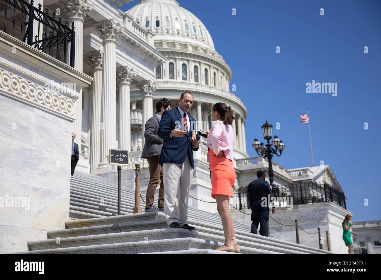 Rep. Bob Good (R-Va.) speaks with a reporter outside the U.S. Capitol ...
