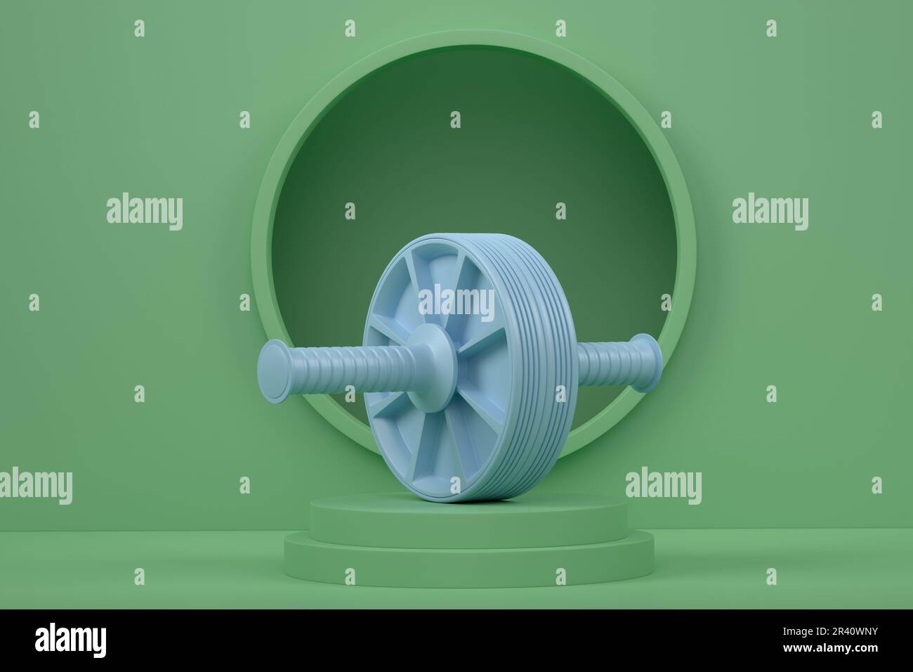 AB roller for abdominal muscles on cylinder podium with steps on ...