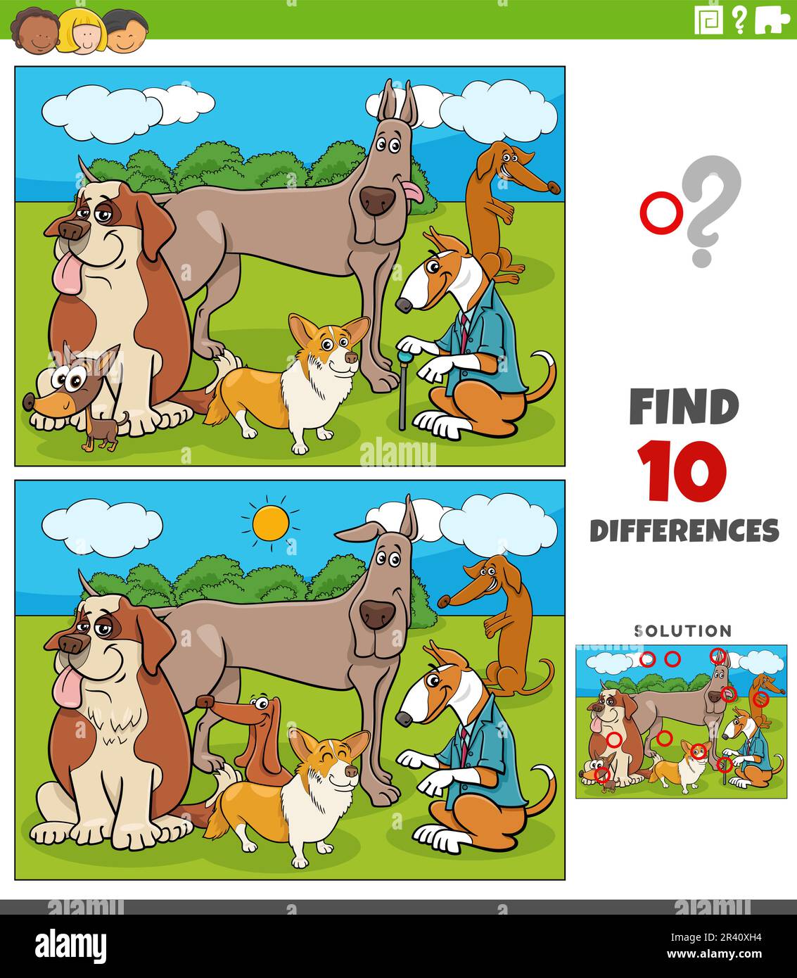 Cartoon illustration of finding the differences between pictures ...