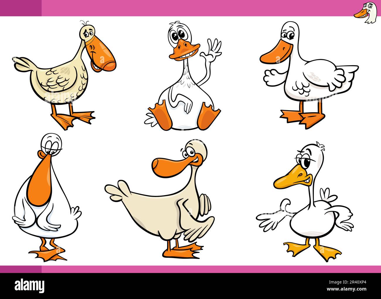 Cartoon illustration of ducks farm birds characters set Stock Vector ...