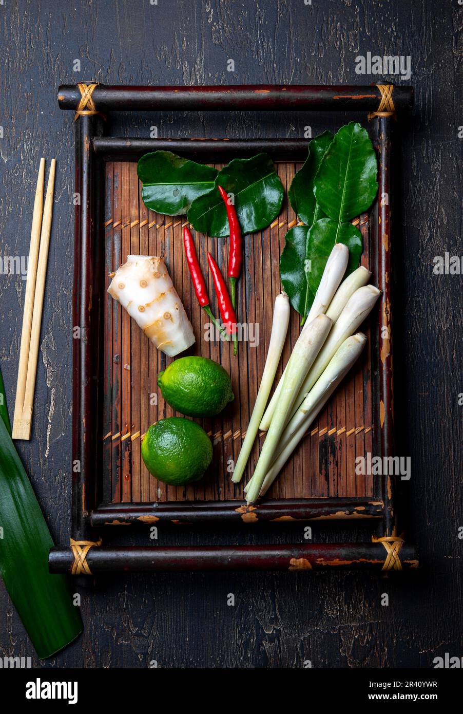 Asian food ingredients. Thai herbs and spices for thai cuisine on ...