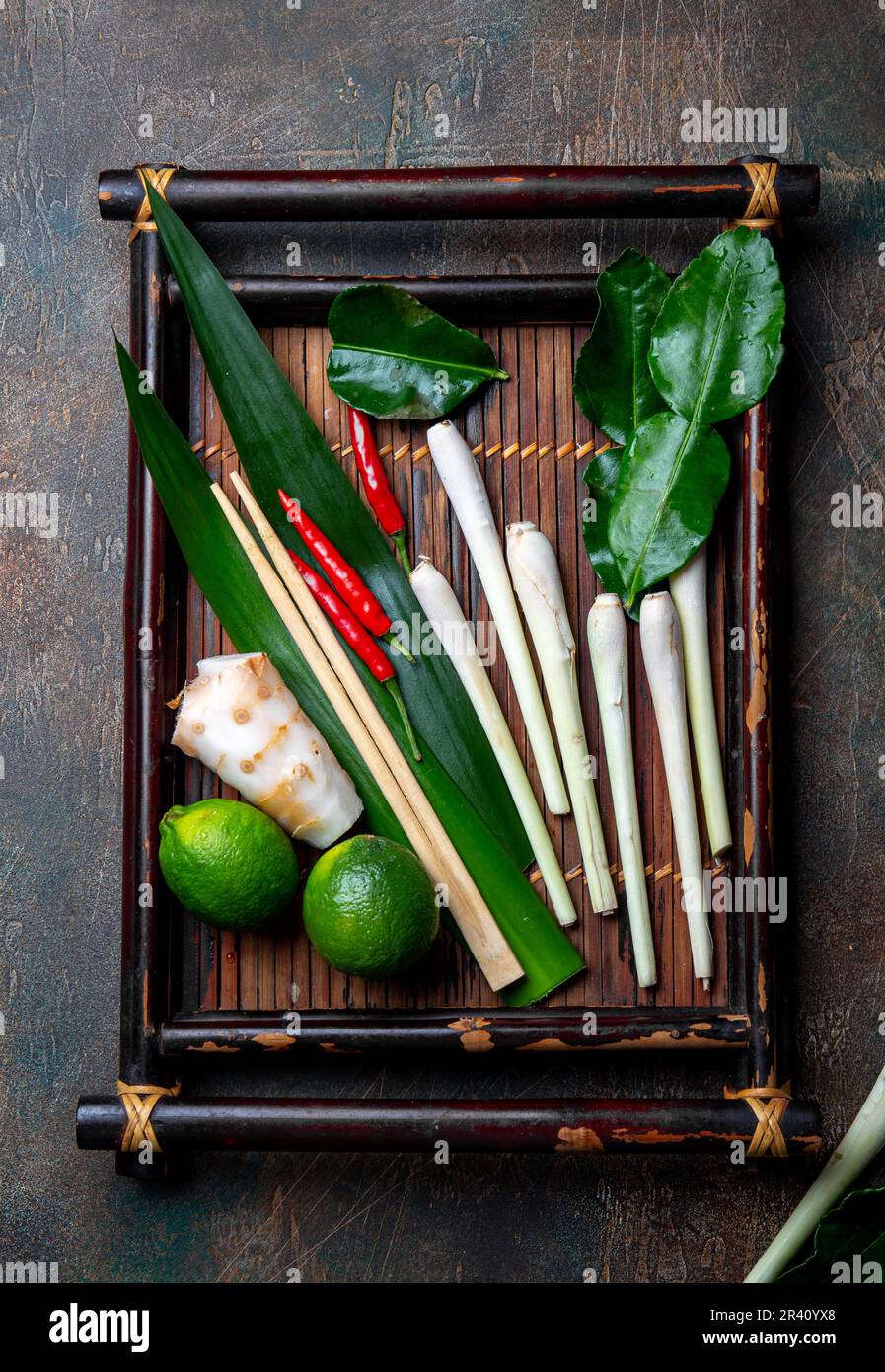 Asian food ingredients. Thai herbs and spices for thai cuisine on ...