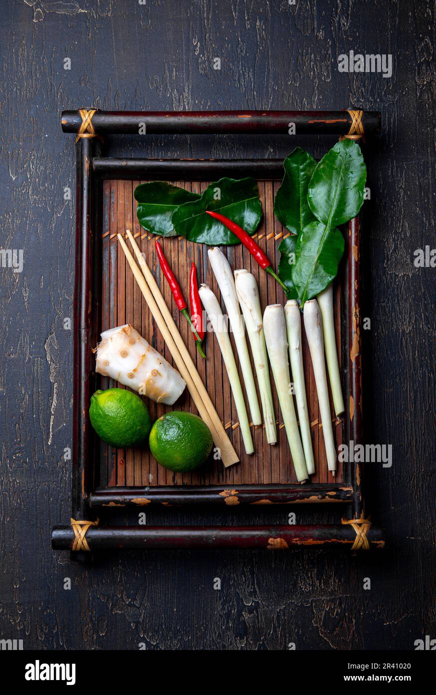 Asian food ingredients. Thai herbs and spices for thai cuisine on ...