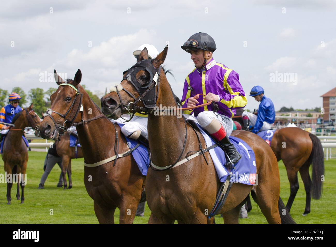 Jockey Andrea Atzeni on Lucander waiting at the start of York Races ...
