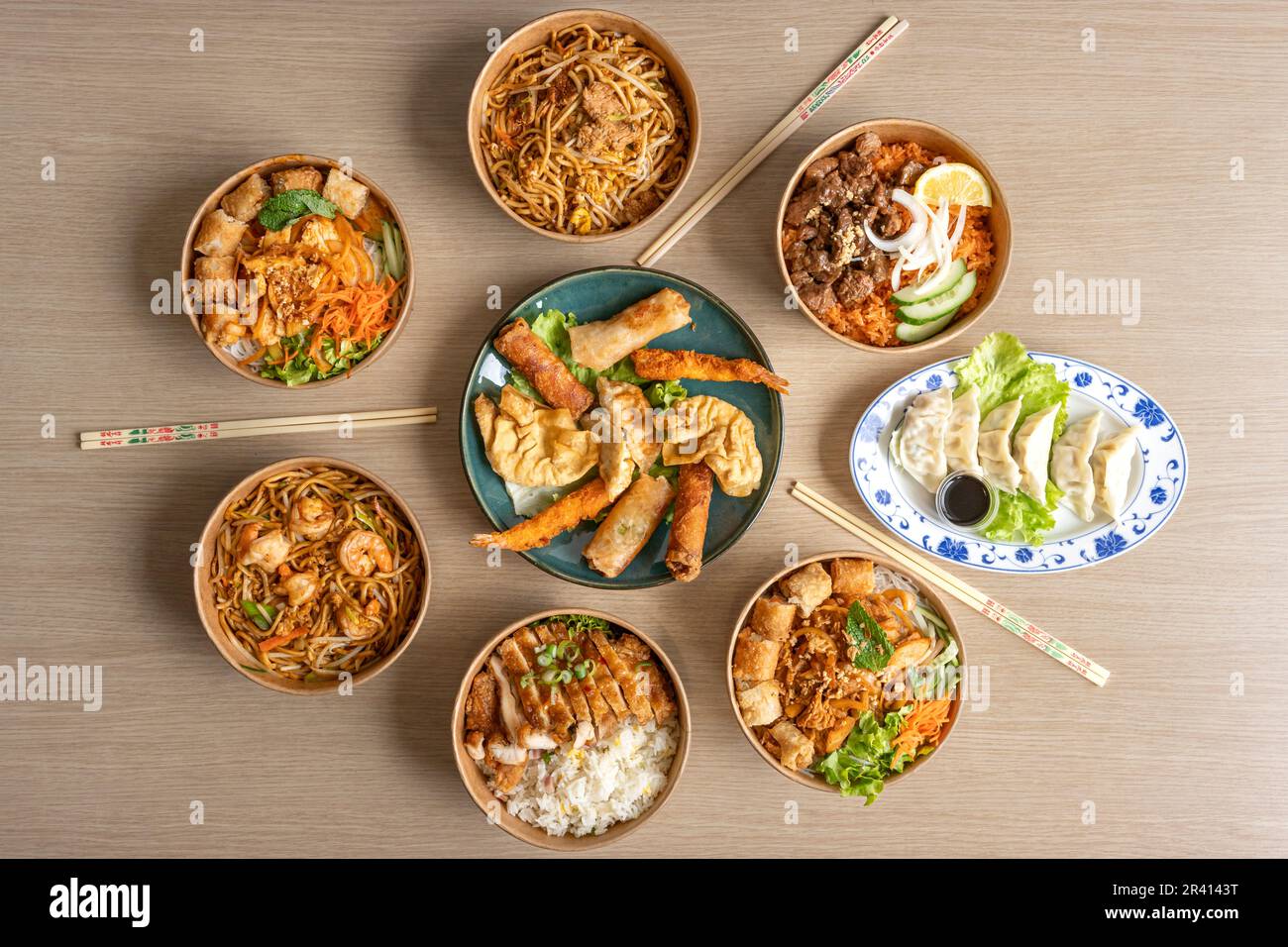 Asian dishe culinary Still Life. Mix of Asian dishes top view Stock ...