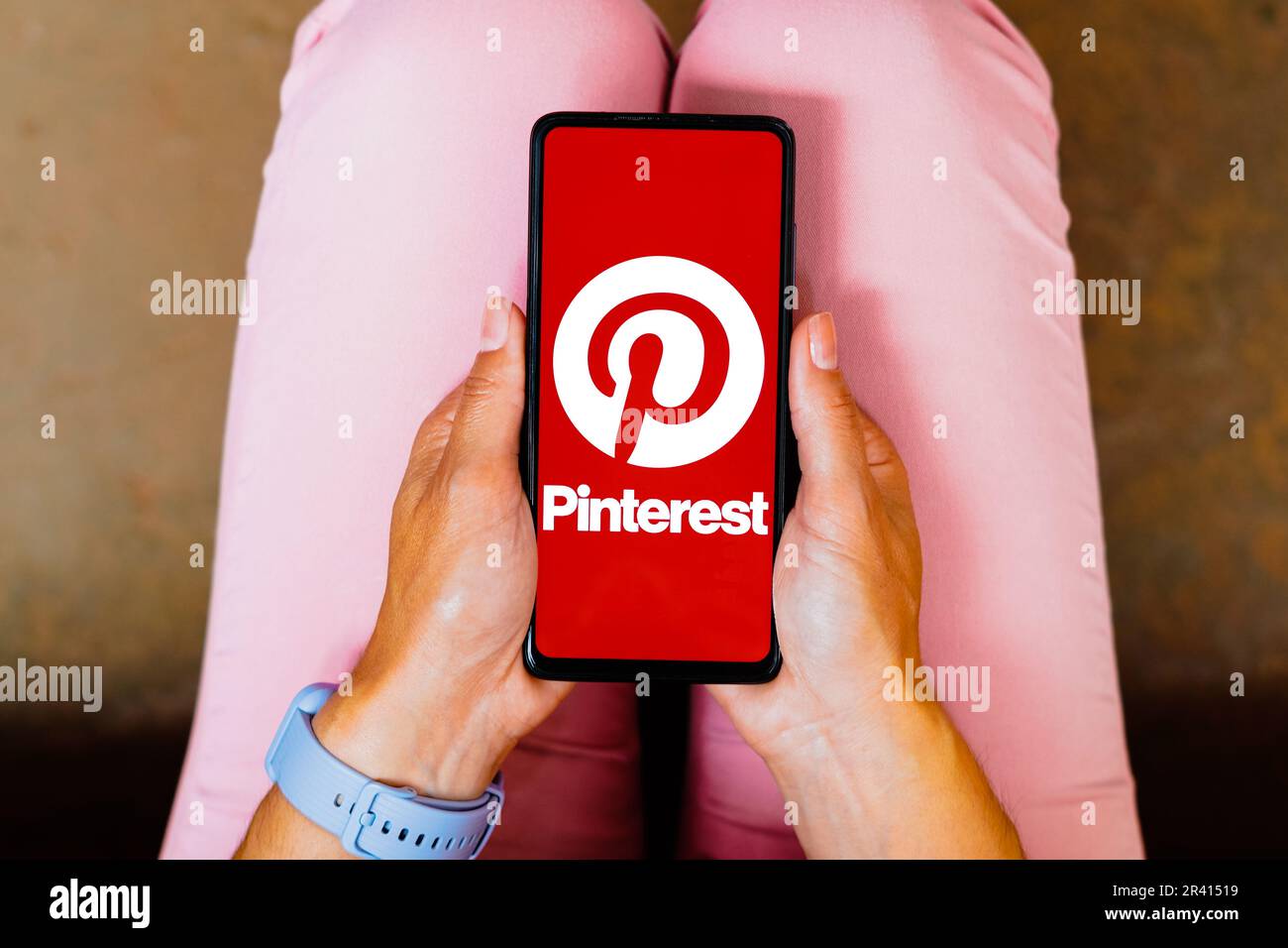 In this photo illustration, the Pinterest logo is displayed on a ...