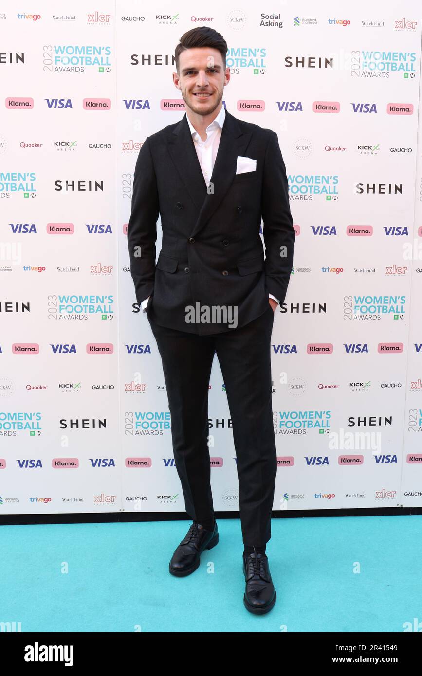 Declan Rice arrives at the SHEIN Women's Football Awards held at Nobu ...