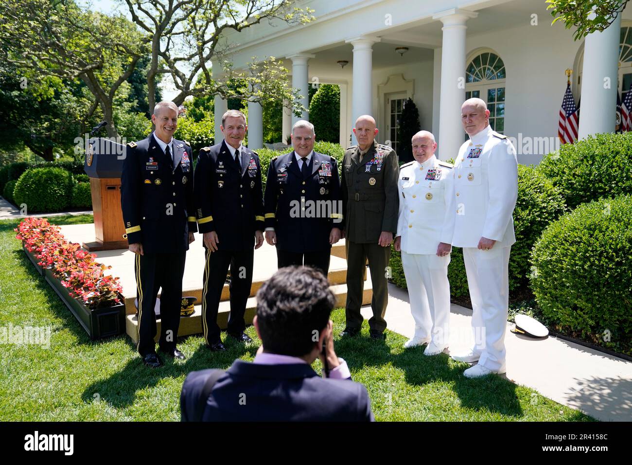From left, Gen. Daniel Hokanson, Chief of the National Guard Bureau ...