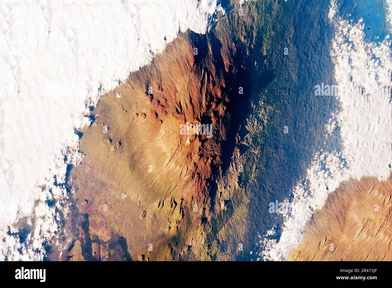 Volcano from space. Elements of this image furnishing NASA. High ...