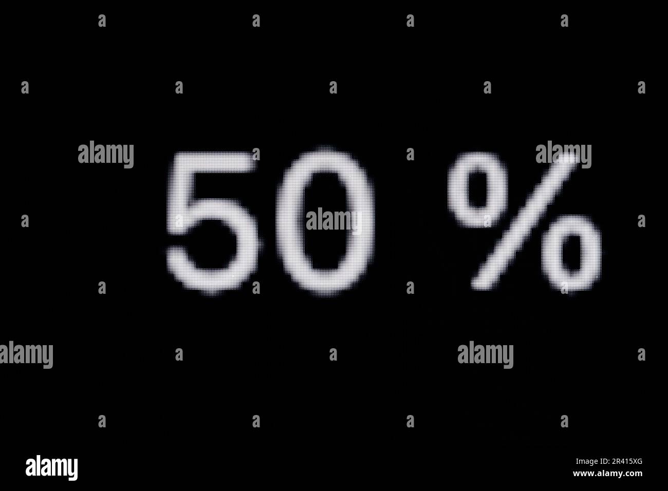 White pixel number fifty - 50 percent on black background Stock Photo ...