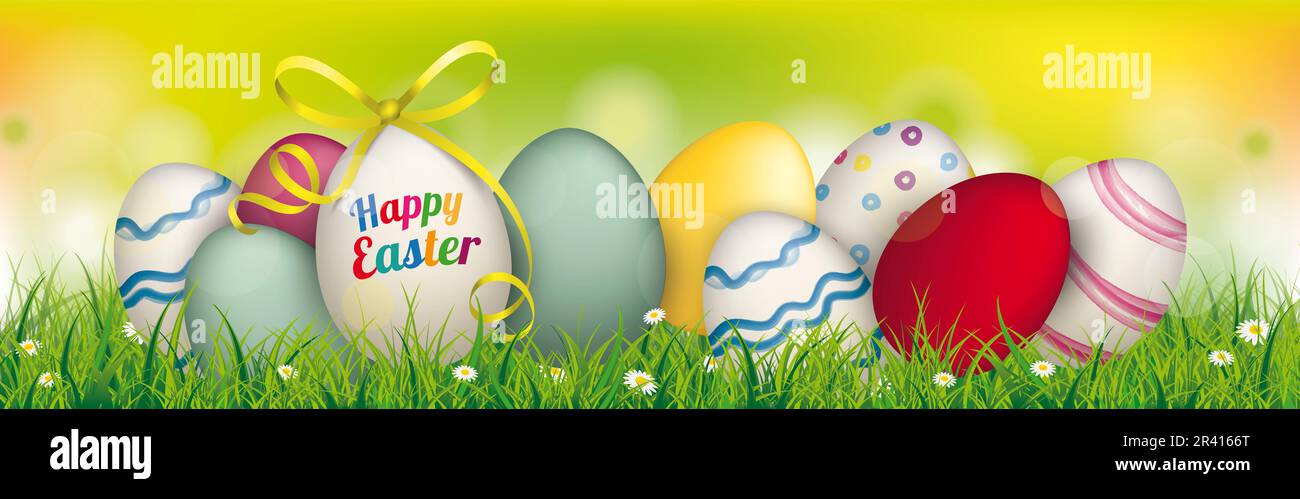 Happy easter colored easter eggs hi-res stock photography and images ...