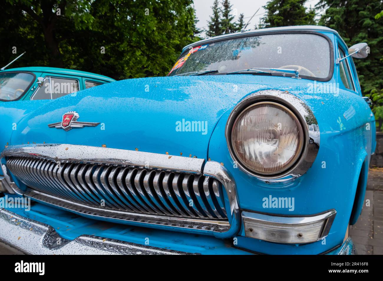 Blue GAZ M21 Volga at Classic Soviet Car Exhibition Stock Photo - Alamy