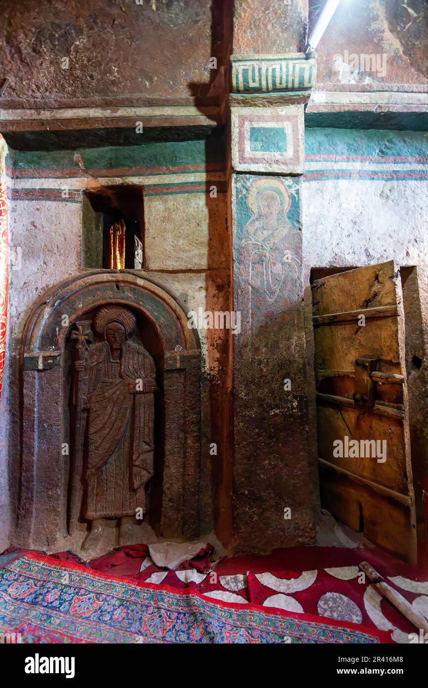 Bet-Mikael rock-hewn church, Interior of Orthodox monolith rock-cut ...