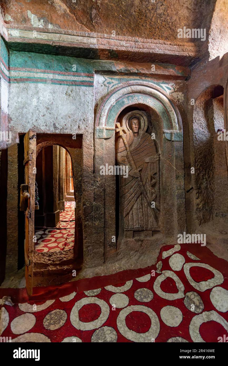 Bet-Mikael rock-hewn church, Interior of Orthodox monolith rock-cut ...
