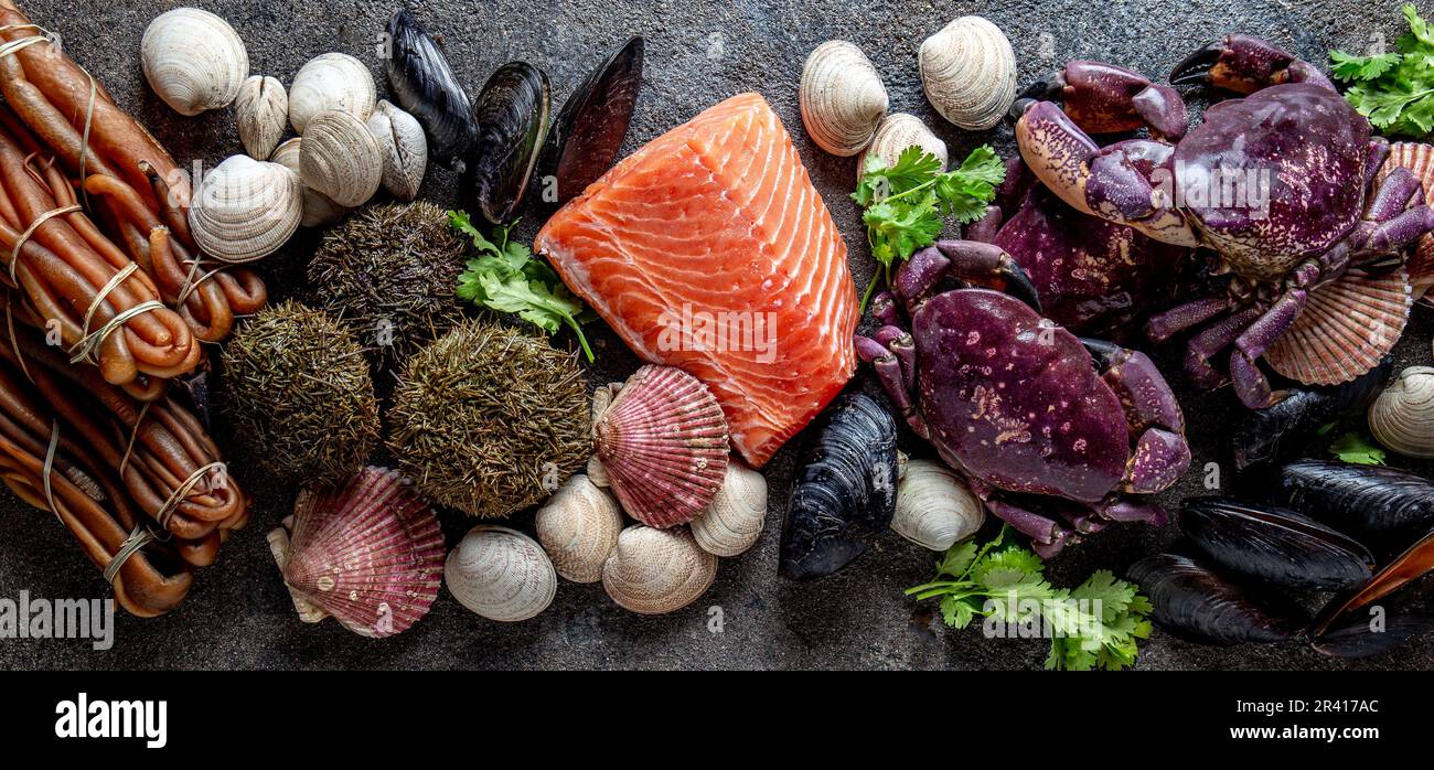 PACIFIC SEAFOOD. Fresh salmon, crabs ostions clams mussels, seaweed ...