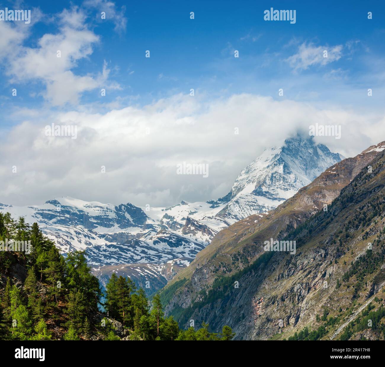 Summer Matterhorn Alps mountain, Swiss Stock Photo - Alamy