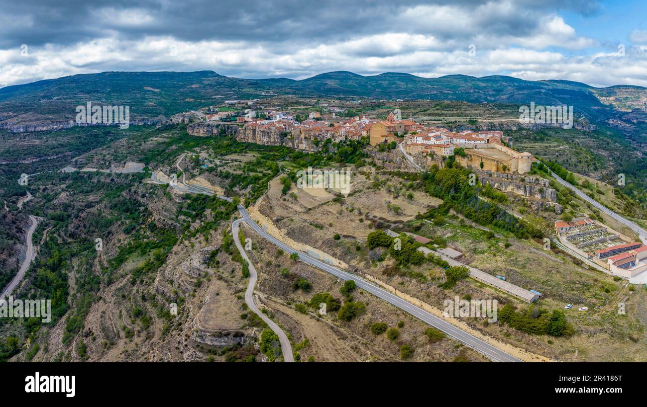 Spanish medieval town of Cantavieja aerial view, Teruel. Beautiful ...