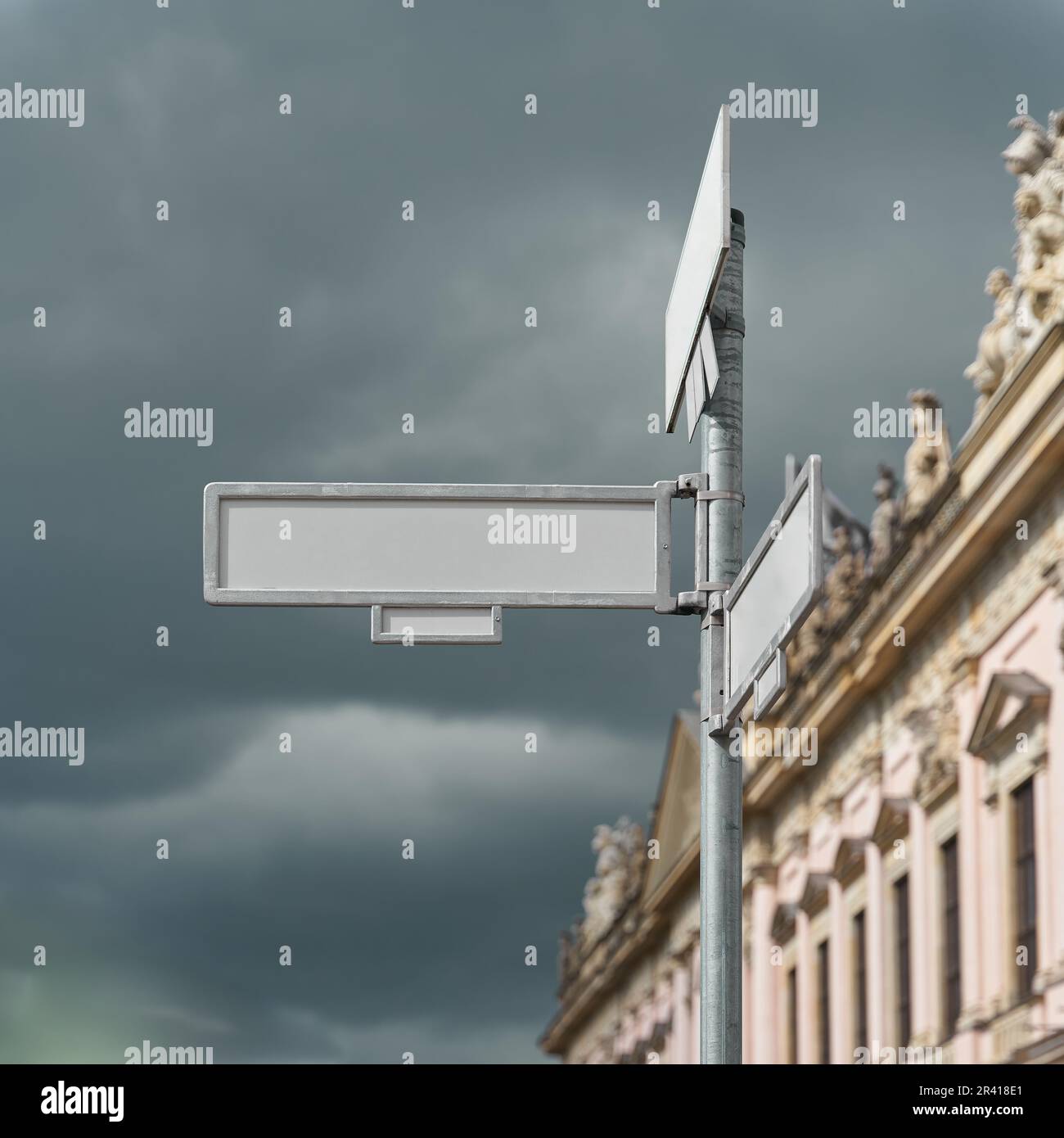 Blank Street Signs Intersection