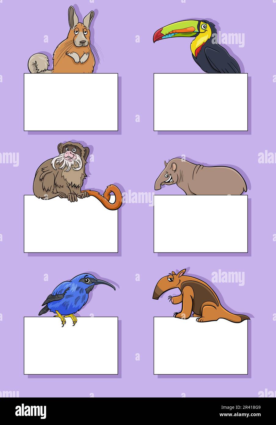Animal characters with cards or banners design set Stock Photo - Alamy