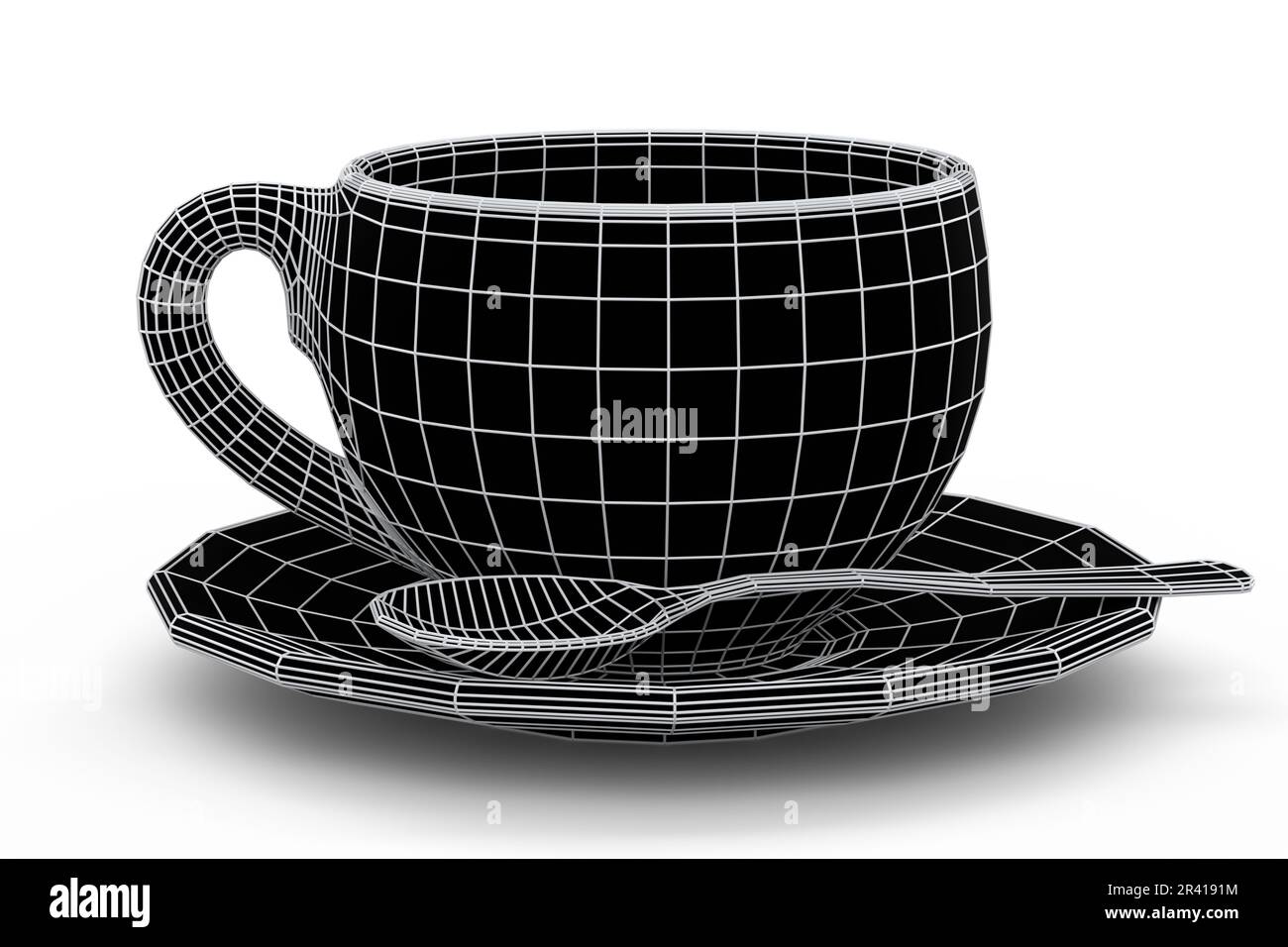 Ceramic coffee cup for cappuccino, americano, espresso, mocha, latteon white background. 3d ...