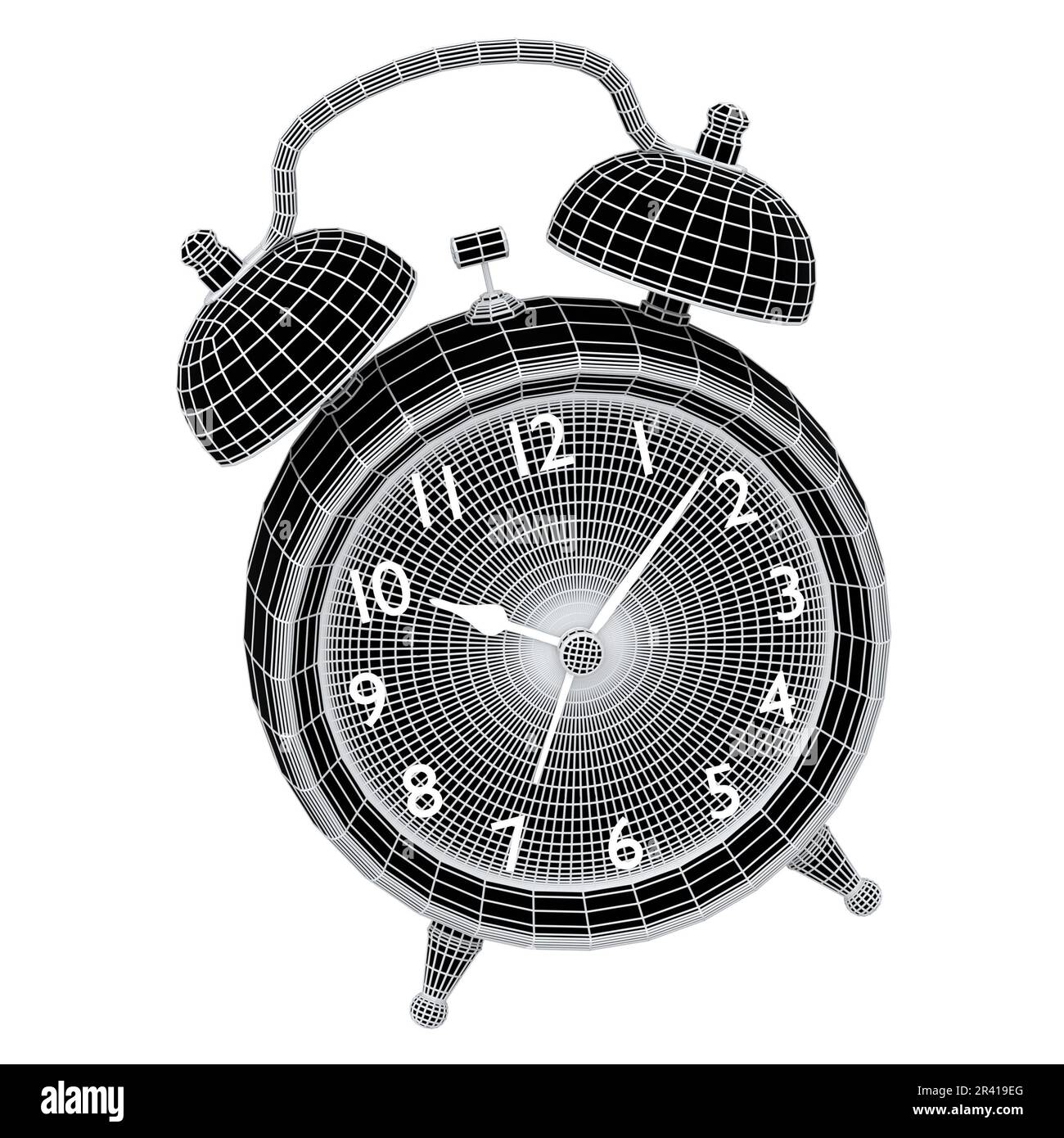 Vintage alarm clock on white background. 3d render concept of layers of ...