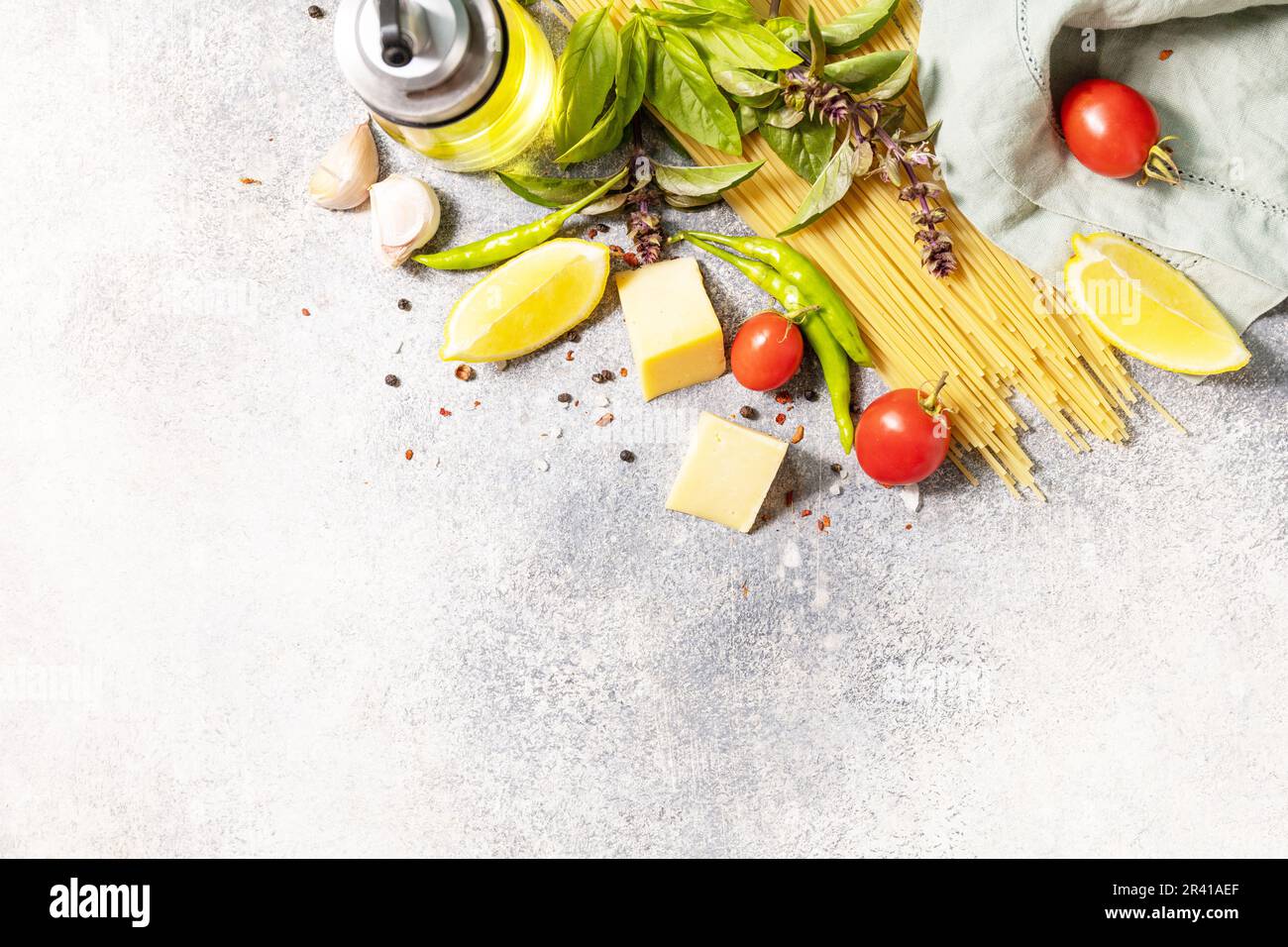 Italian food background. Cooking traditional italian pasta. Ingredients ...