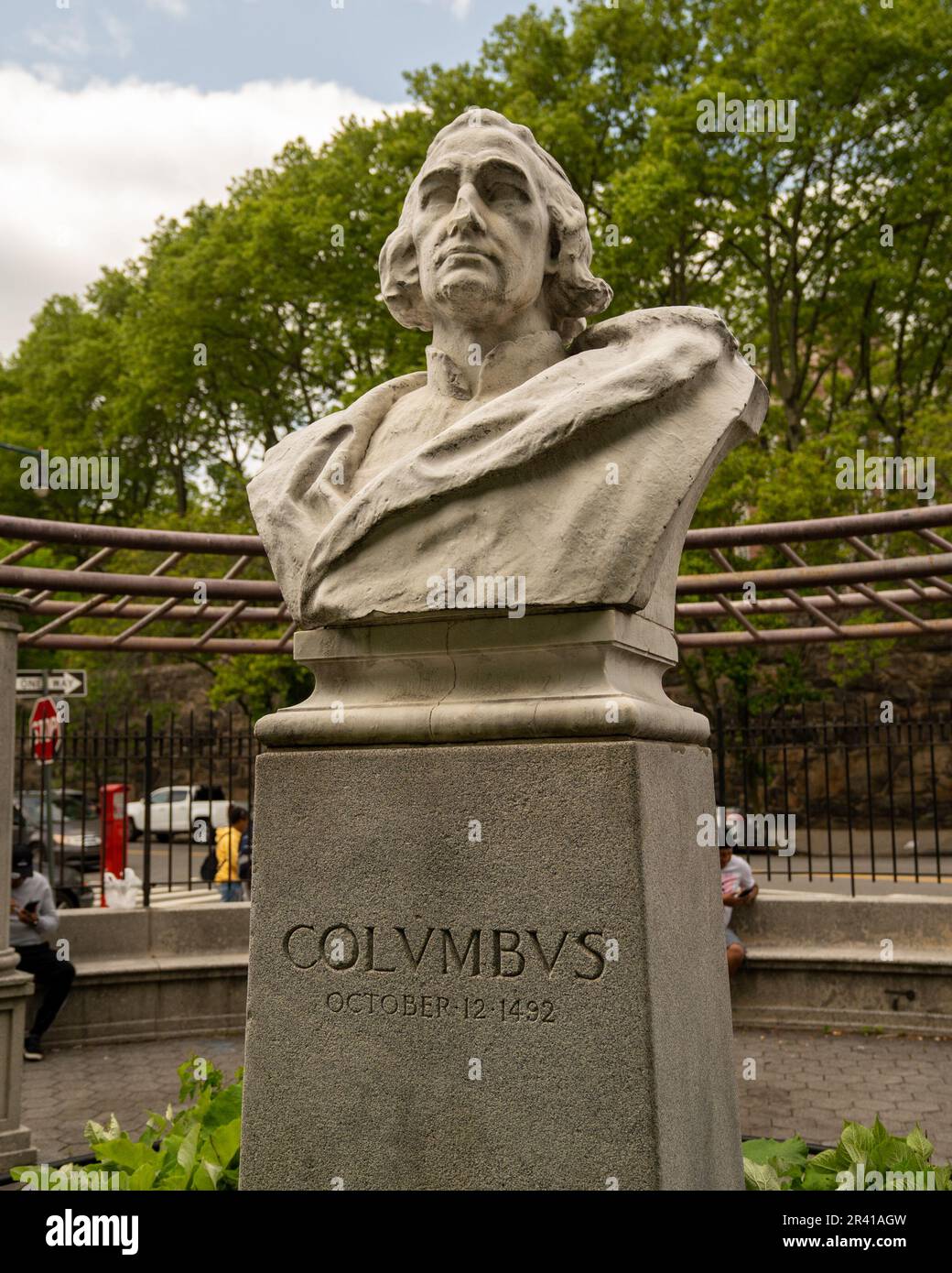 Bronx, NY - USA - May 21, Closeup of the statue of Christopher Columbus ...