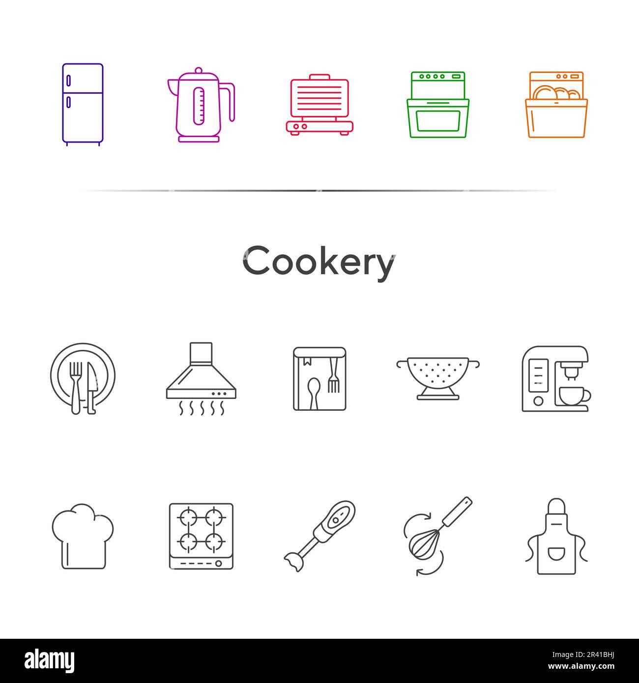Home cookery linear icons hi-res stock photography and images - Alamy