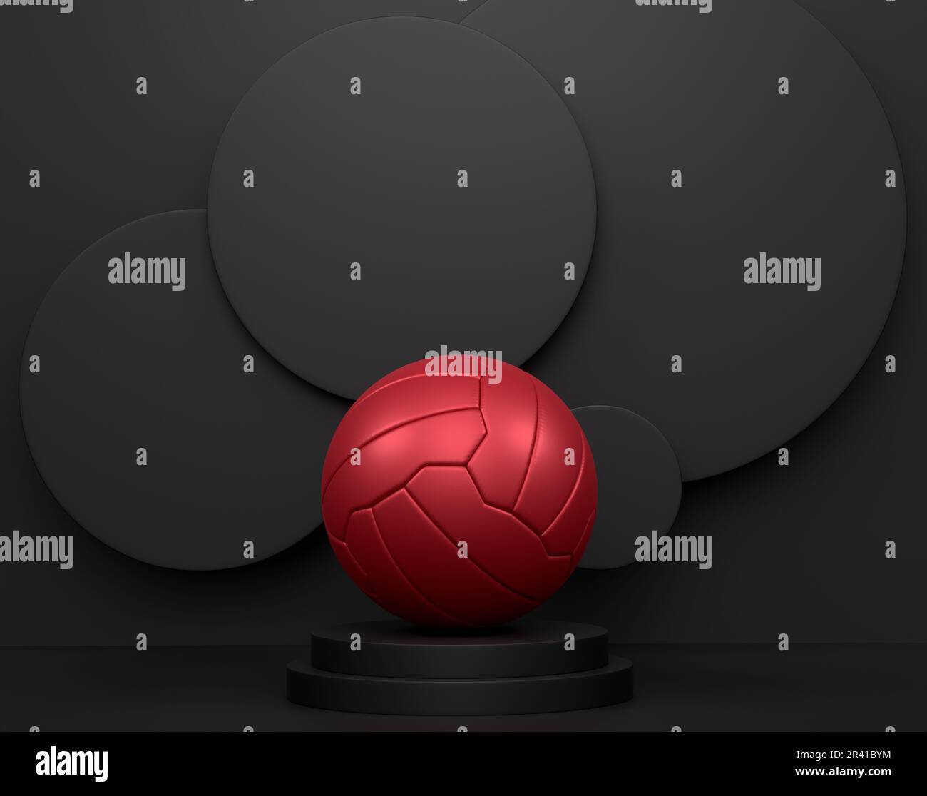 Football ball on cylinder podium with steps on monochrome background ...